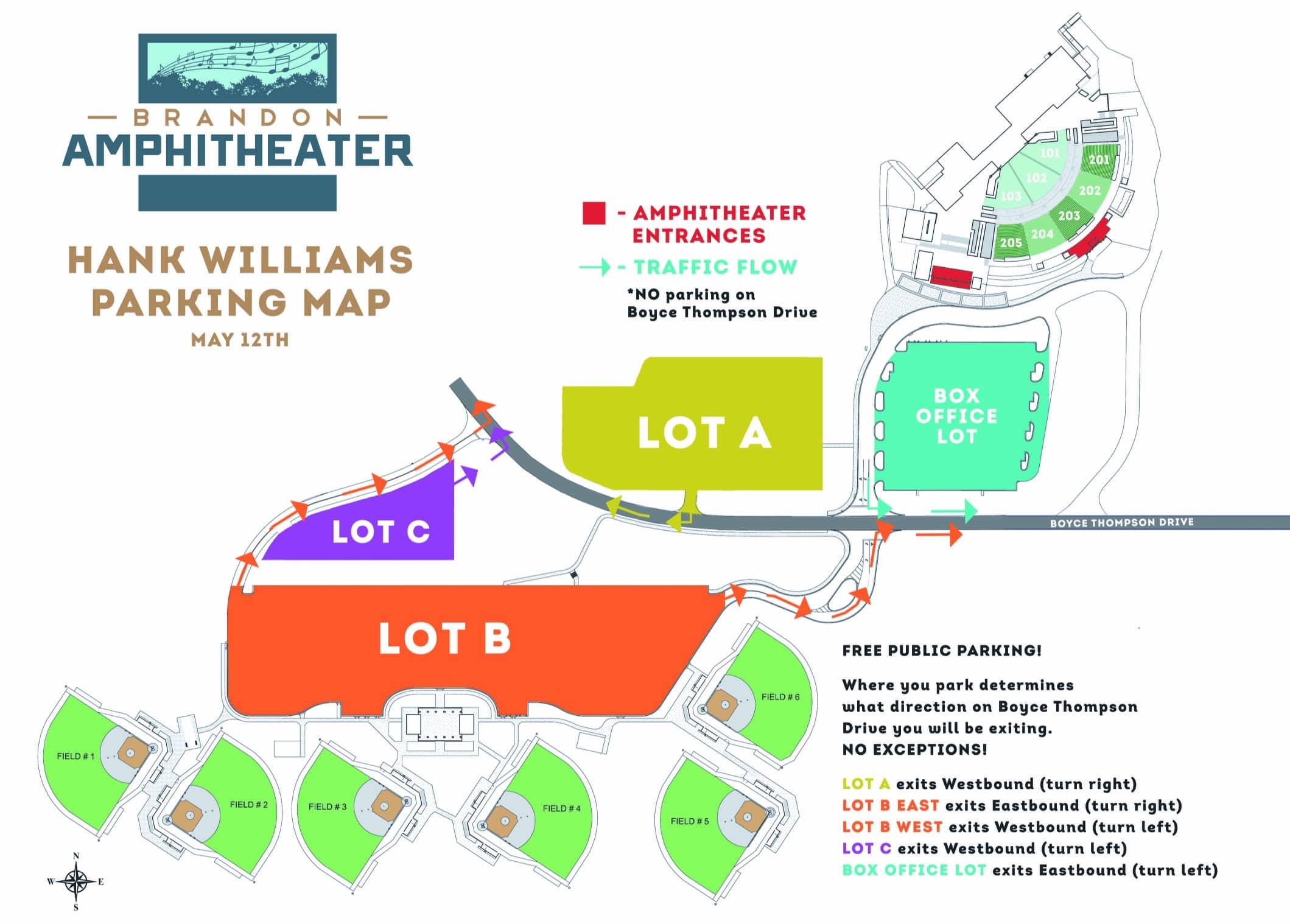Hank Williams, Jr. Parking Map - Brandon Amphitheater